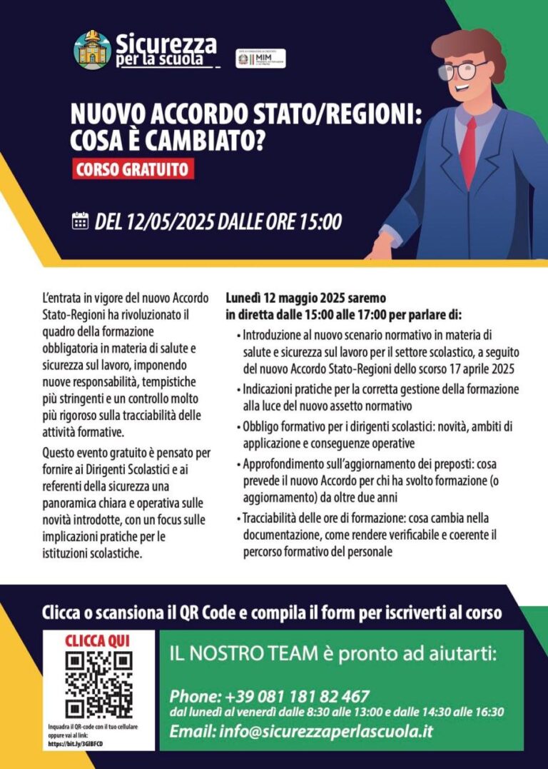 ACCORDO STATO-REGIONI DEL 17 APRILE 2025 IN MATERIA DI SALUTE E SICUREZZA. WEBINAR E MATERIALI ...